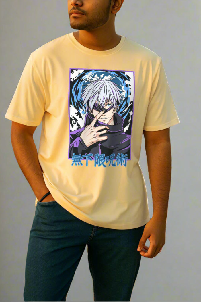 Men's Satoru Gojo Limitless Void Printed Oversized T-Shirt – ELUXICA